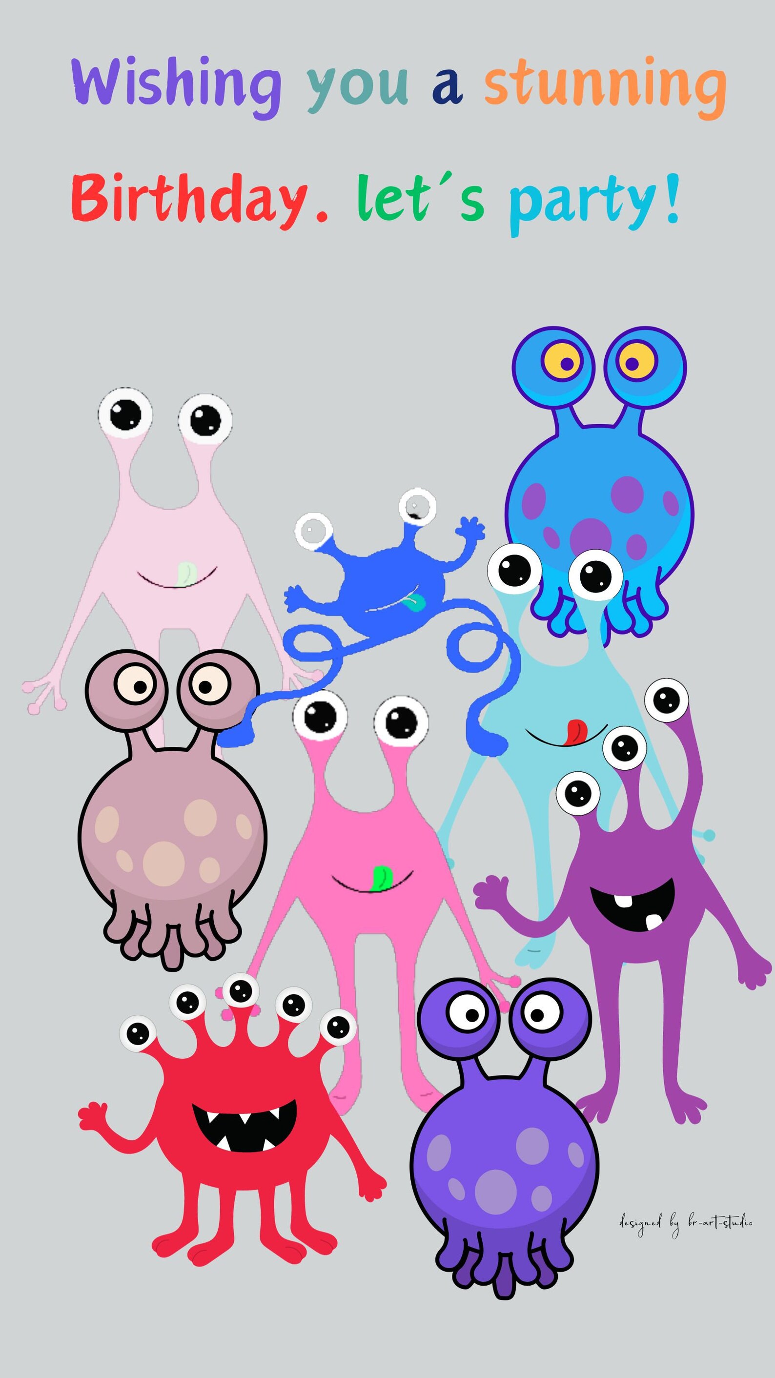 Tarjeta De Cumpleaños GIF Animado, Con Alienígenas Graciosos, Tarjeta ...