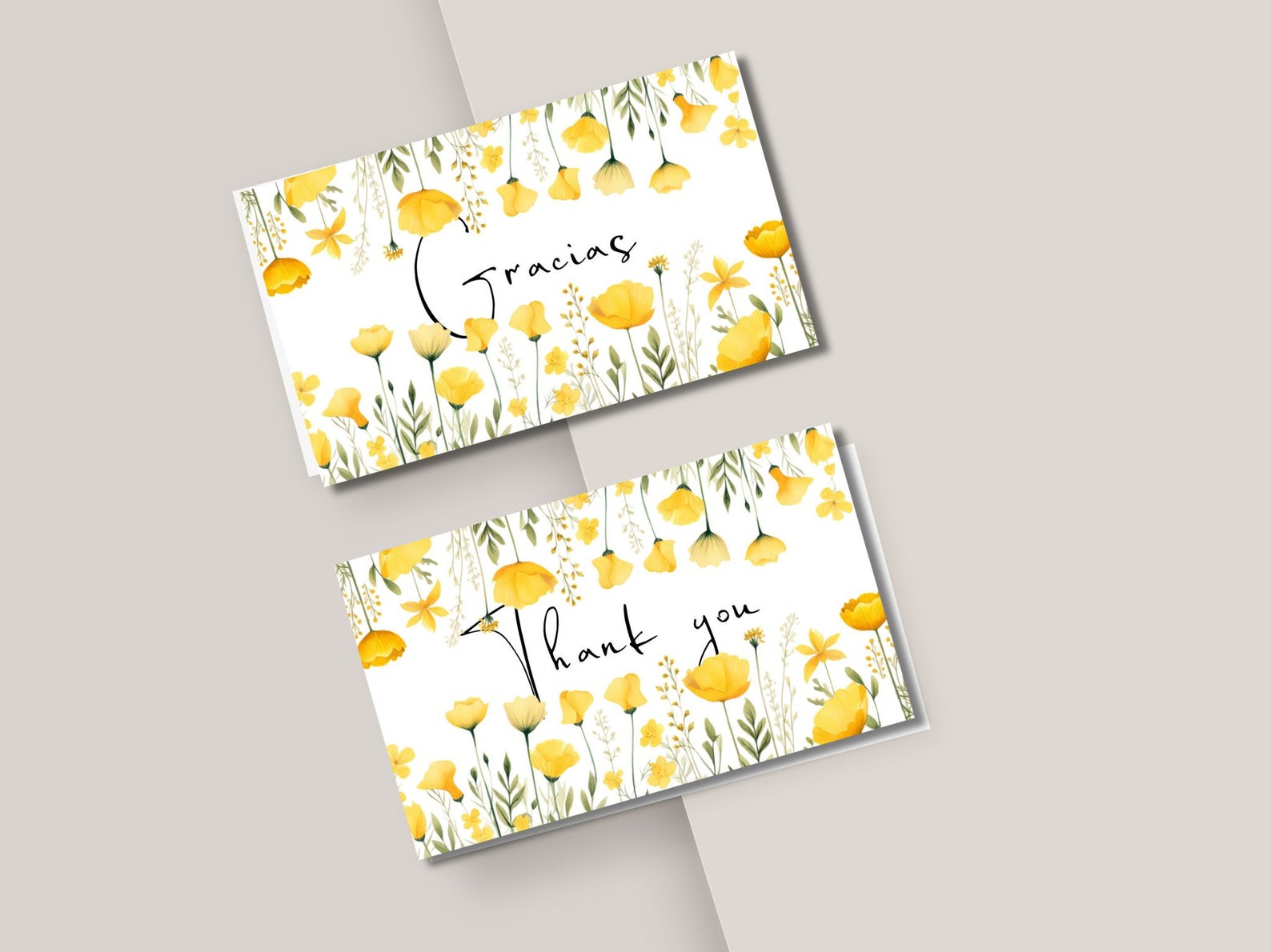 Tarjeta De Agradecimiento Imprimible, Tarjeta De Agradecimiento Flores Amarillas, Tarjeta De ...