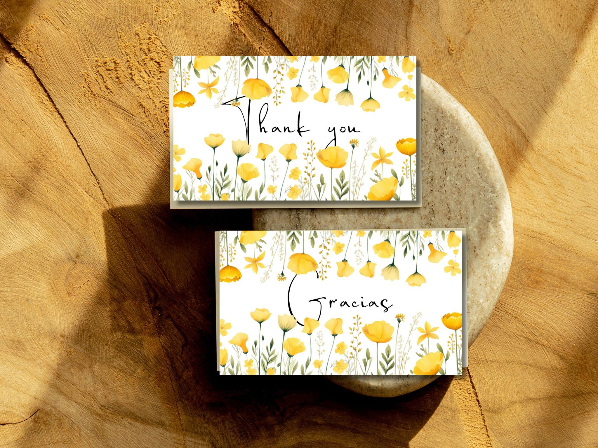 Tarjeta De Agradecimiento Imprimible, Tarjeta De Agradecimiento Flores Amarillas, Tarjeta De ...
