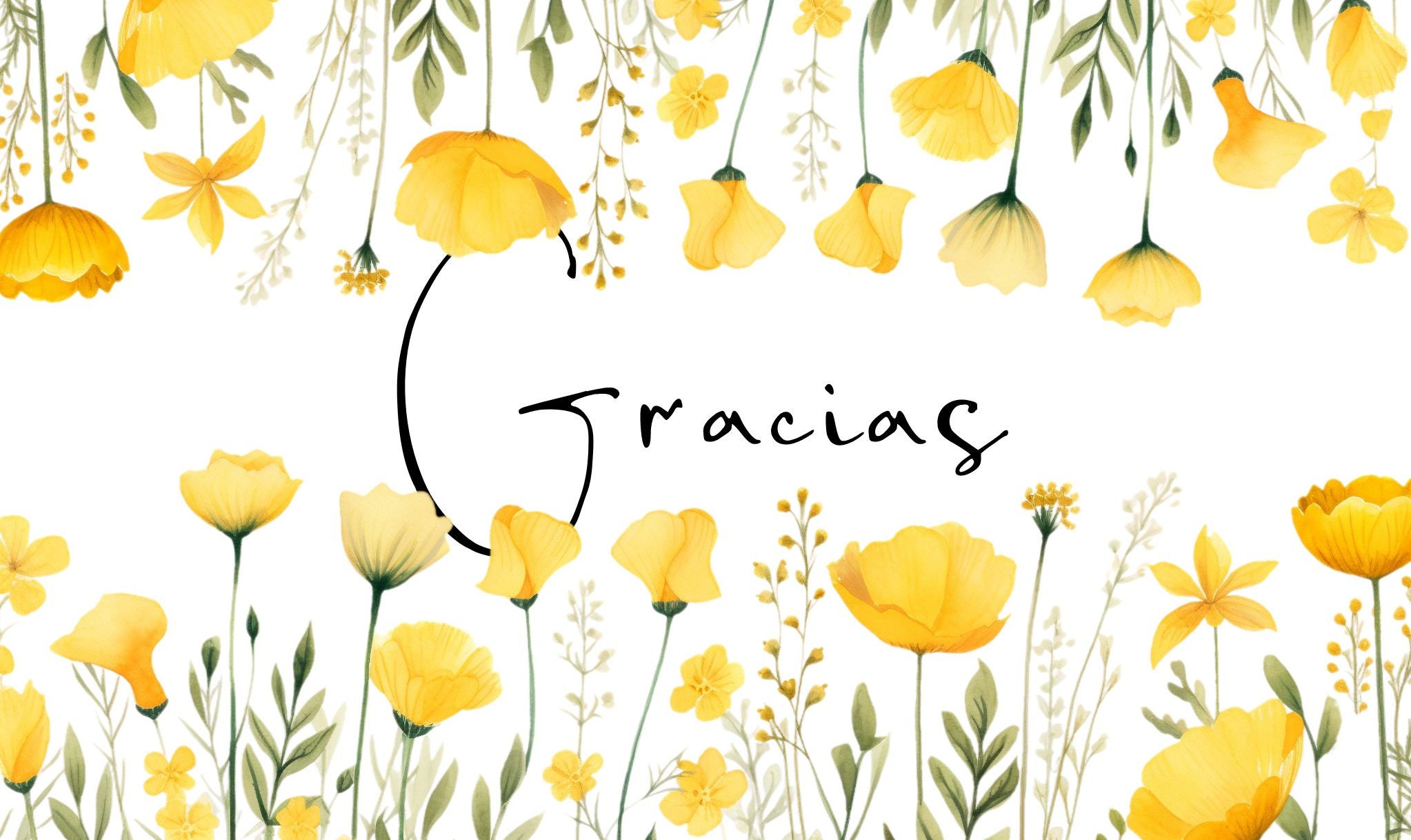 Tarjeta De Agradecimiento Imprimible, Tarjeta De Agradecimiento Flores Amarillas, Tarjeta De ...