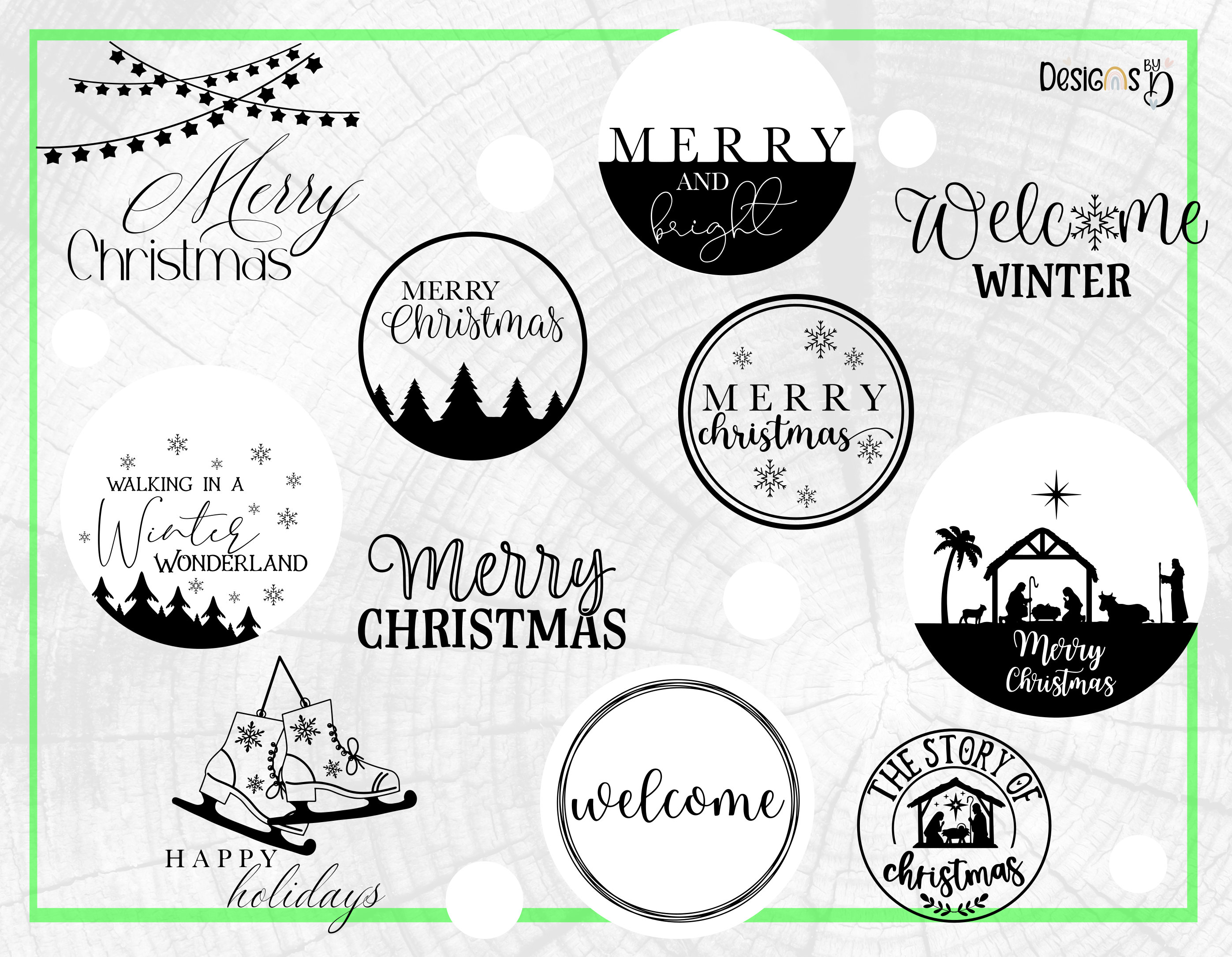 Christmas Bundle Svg Round Wood Sign Svg Welcome Sign - Etsy
