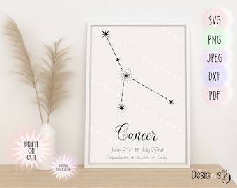 CANCER ZODIAC Svg-constellations Svg-astrology Sign Svgcancer - Etsy