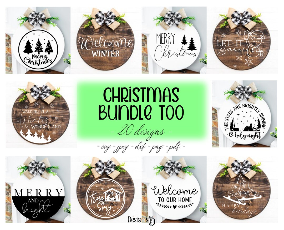 Christmas Bundle Svg, Round Wood Sign Svg, Welcome Sign, Christmas Sign ...