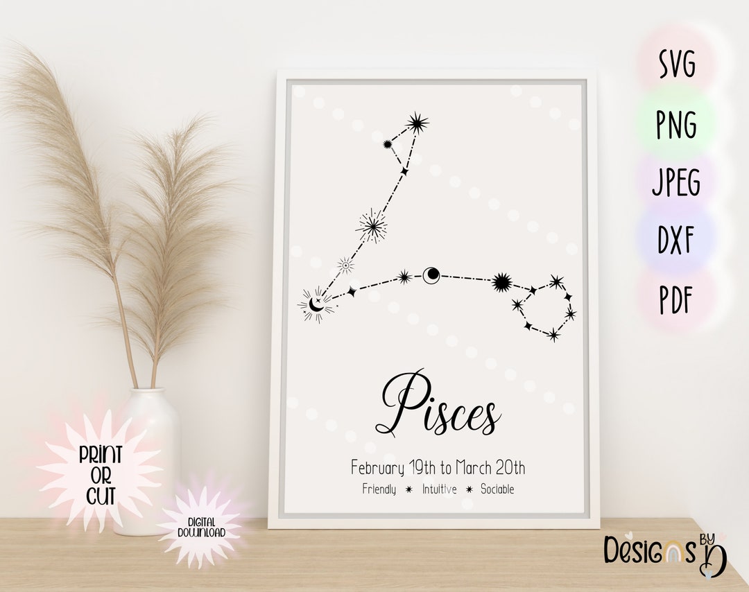 Pisces Zodiac Sign, Zodiac Constellation, Horoscope Svg, Zodiac Sign ...