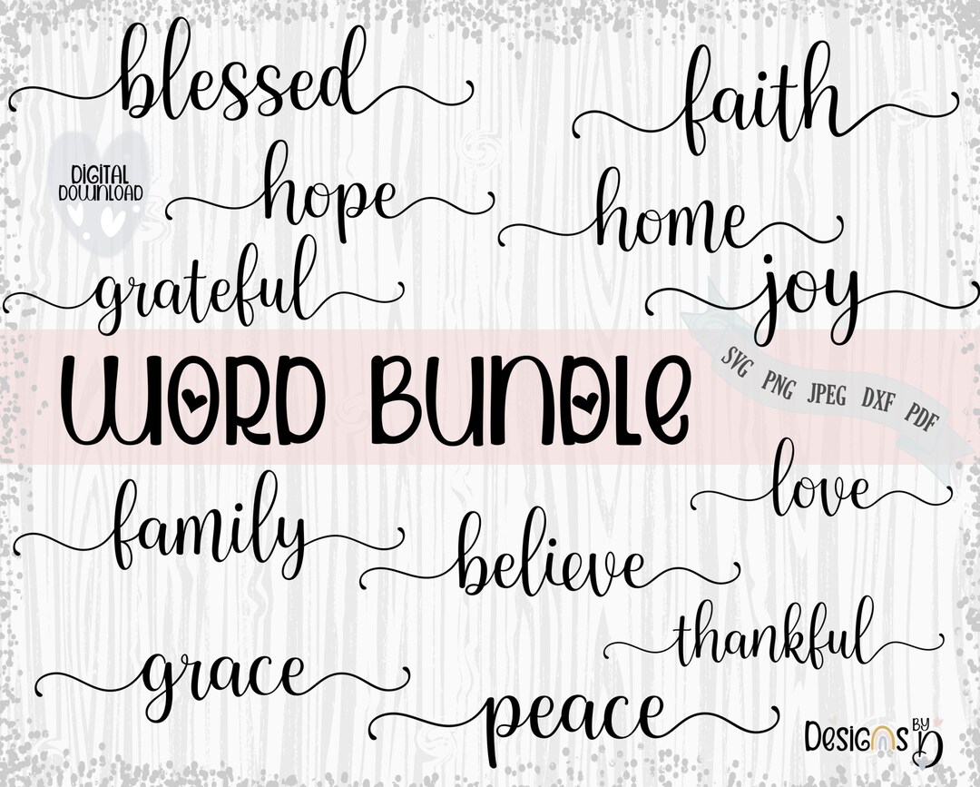 Word Bundle SVG Cutting Files or Printing Files, Digital Downloads ...