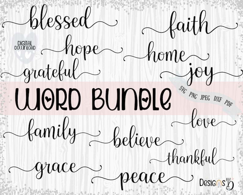 Word Bundle SVG Cutting Files or Printing Files Digital - Etsy