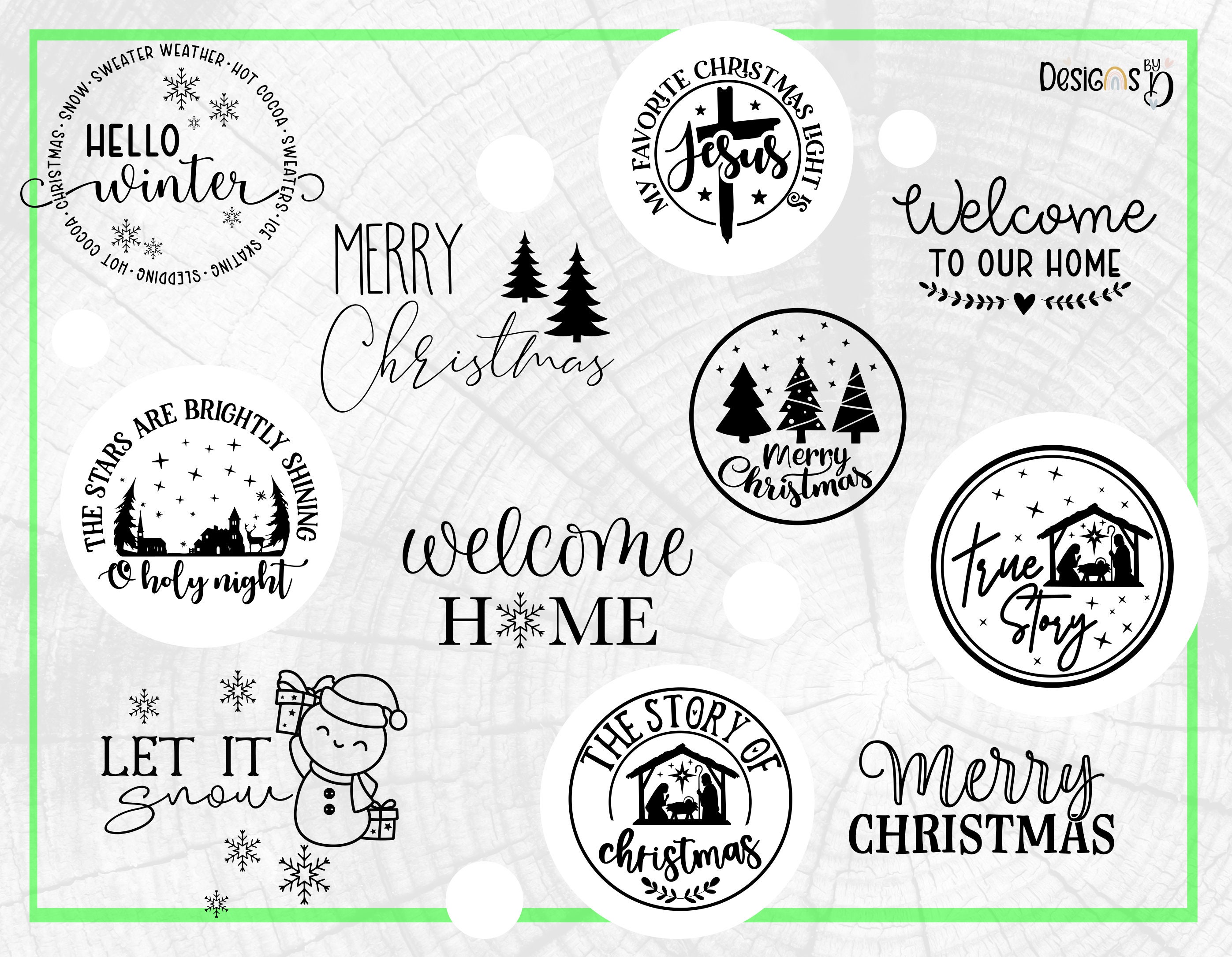 Christmas Bundle Svg Round Wood Sign Svg Welcome Sign - Etsy
