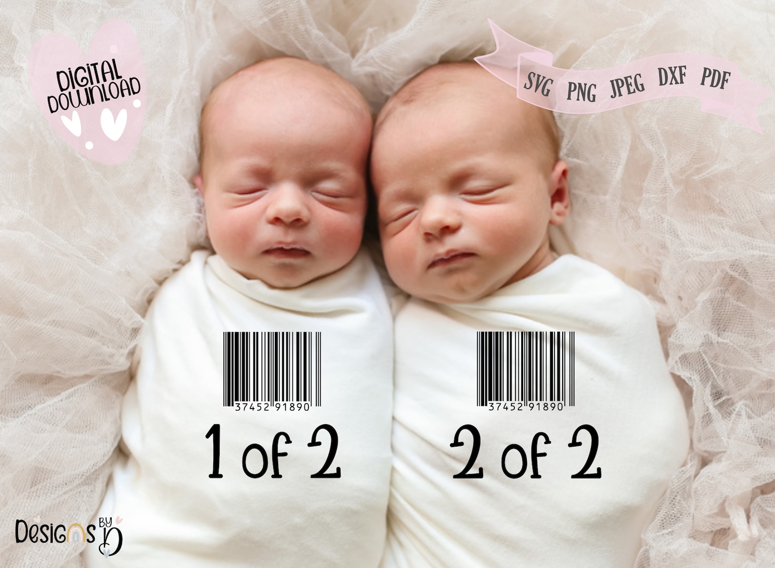 Twin Babies Barcode SVG Cutting File or Printing File Digital | Etsy