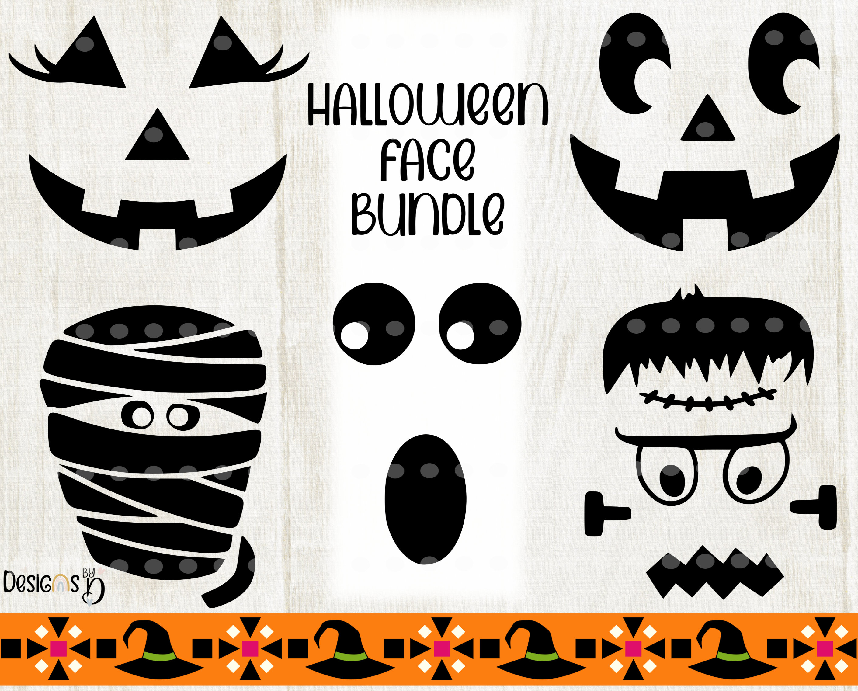 Halloween SVG Faces Bundle Cutting Files or Printing Files, Digital ...