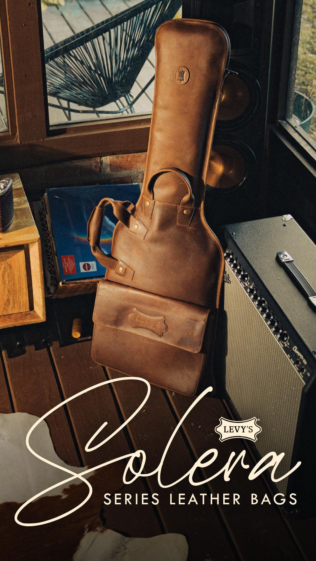 Levy's Solera Series Premium Genuine Crazy Horse Leather Gig Bag for ...
