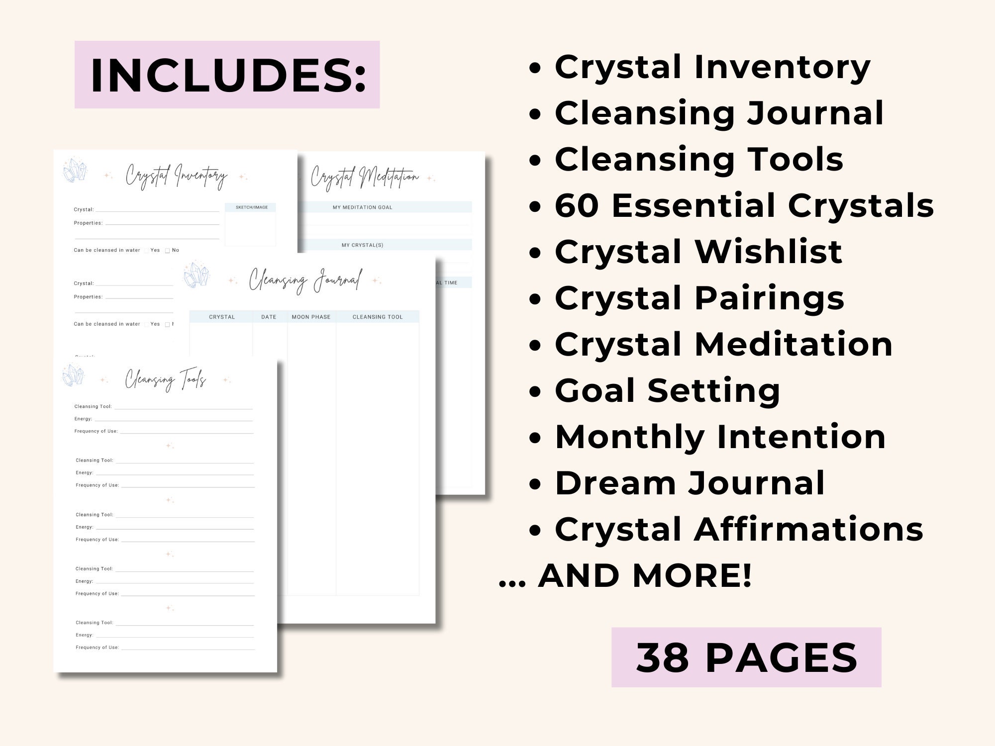 Printable Crystal Journal, Crystal Workbook, Crystal Planner ...