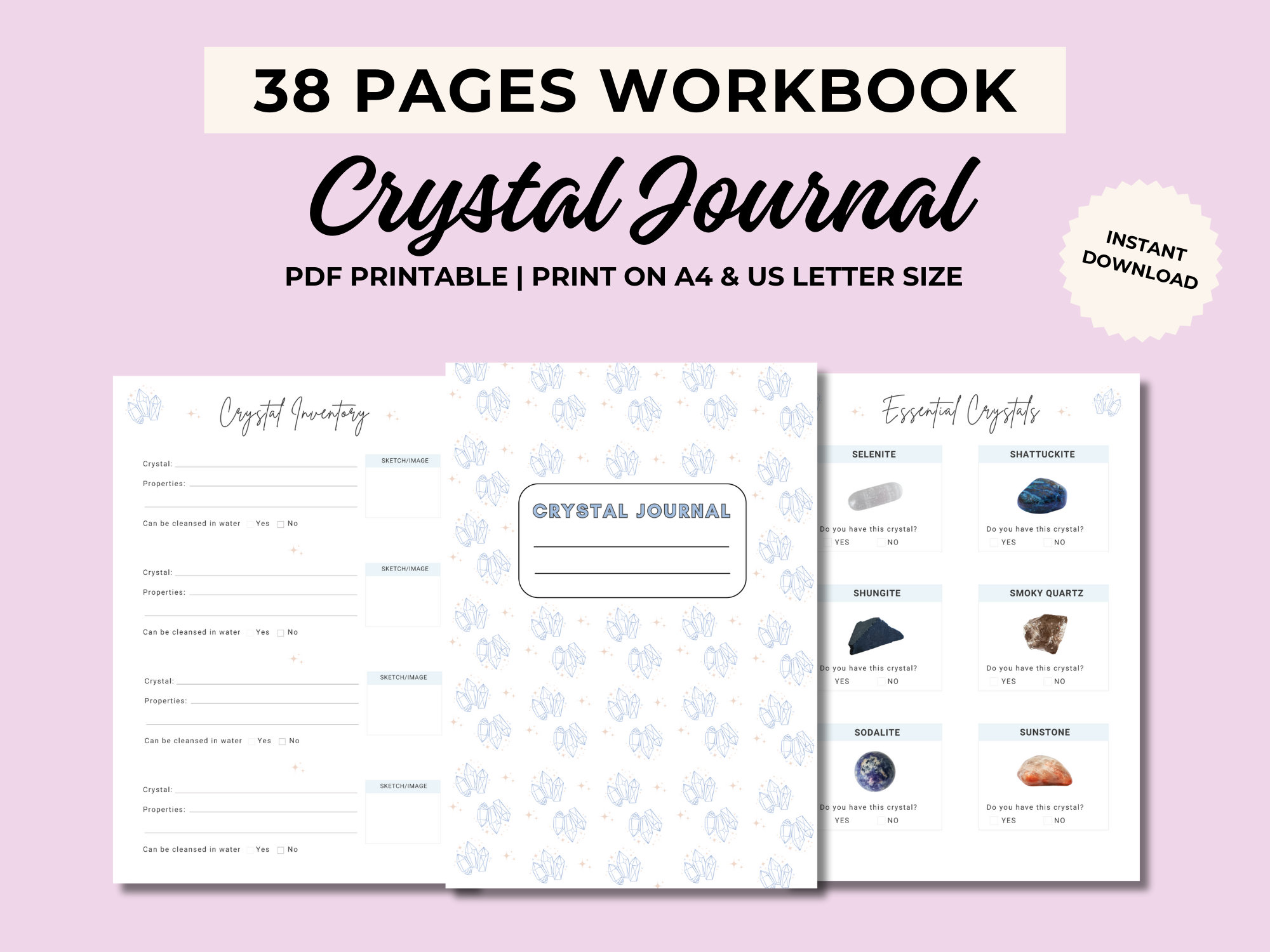 Printable Crystal Journal, Crystal Workbook, Crystal Planner ...