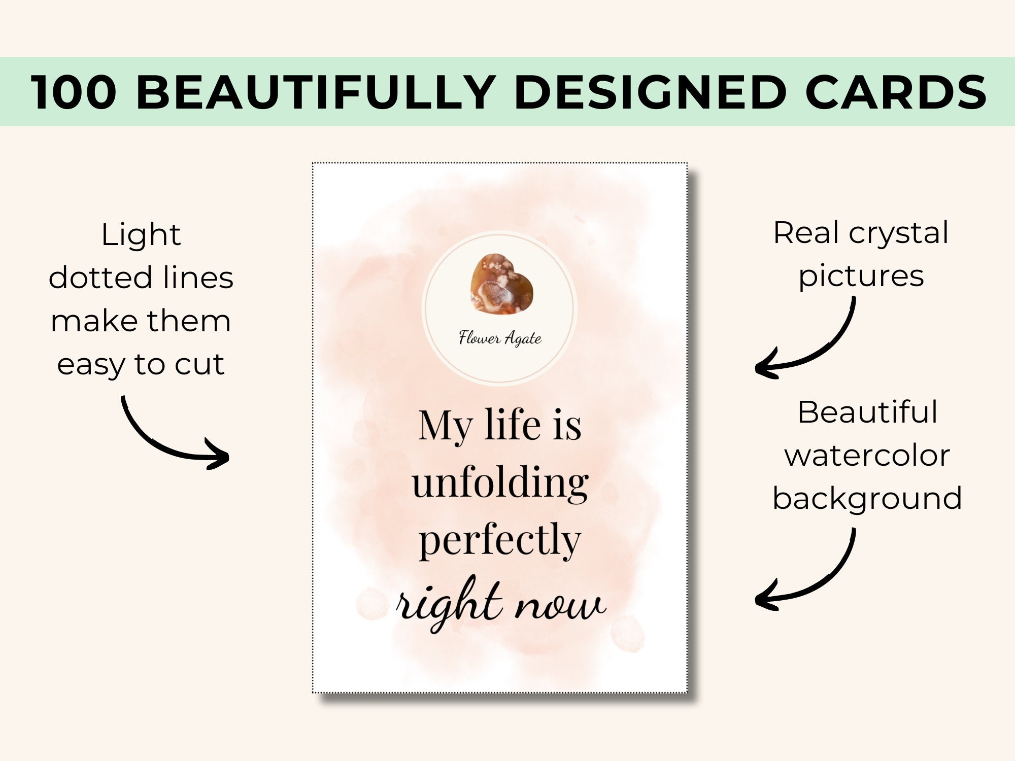 100 Printable Crystal Affirmation Cards, Crystal Affirmation Cards ...