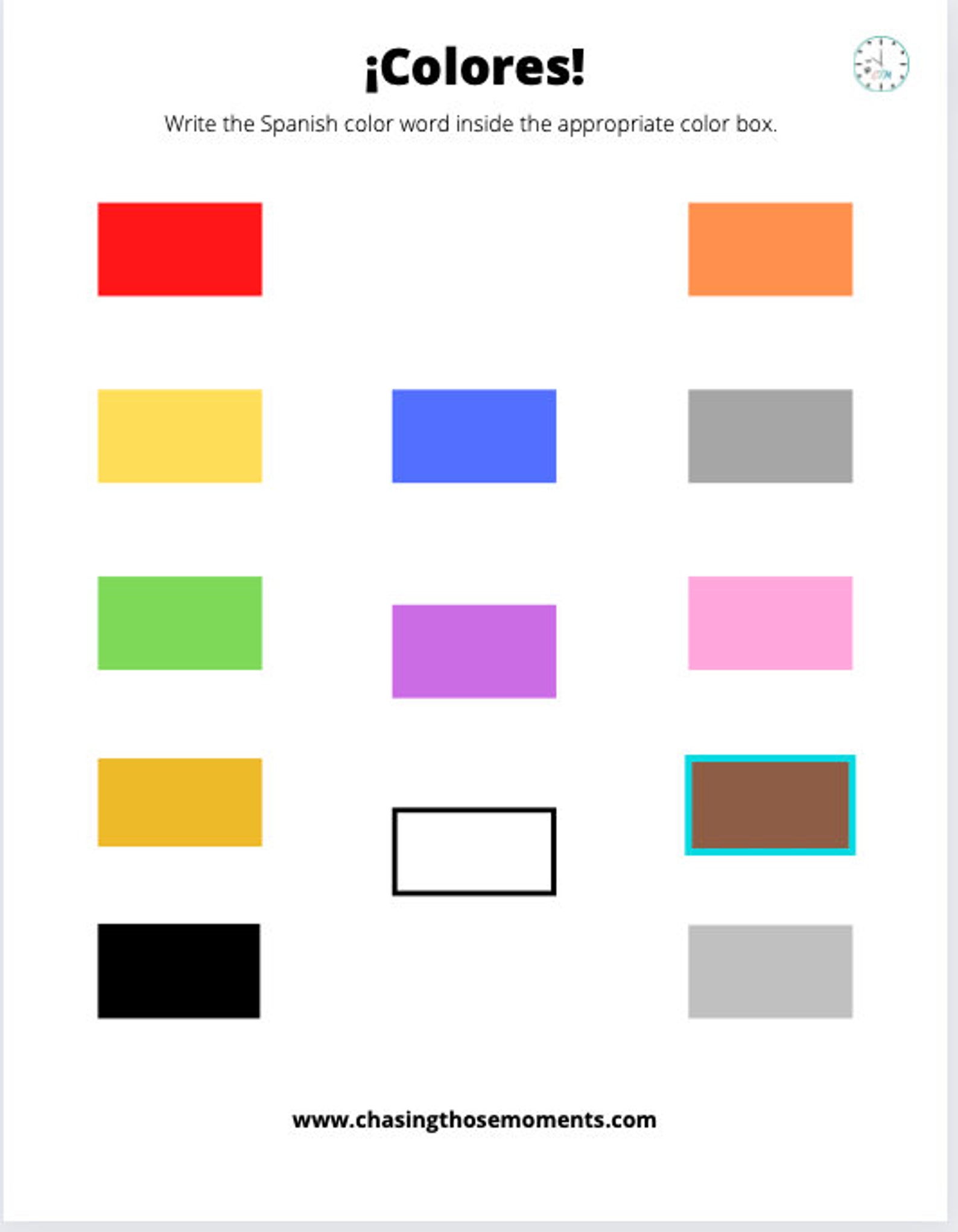 Spanish Colors Worksheet With Answer Key - All Ages - Etsy