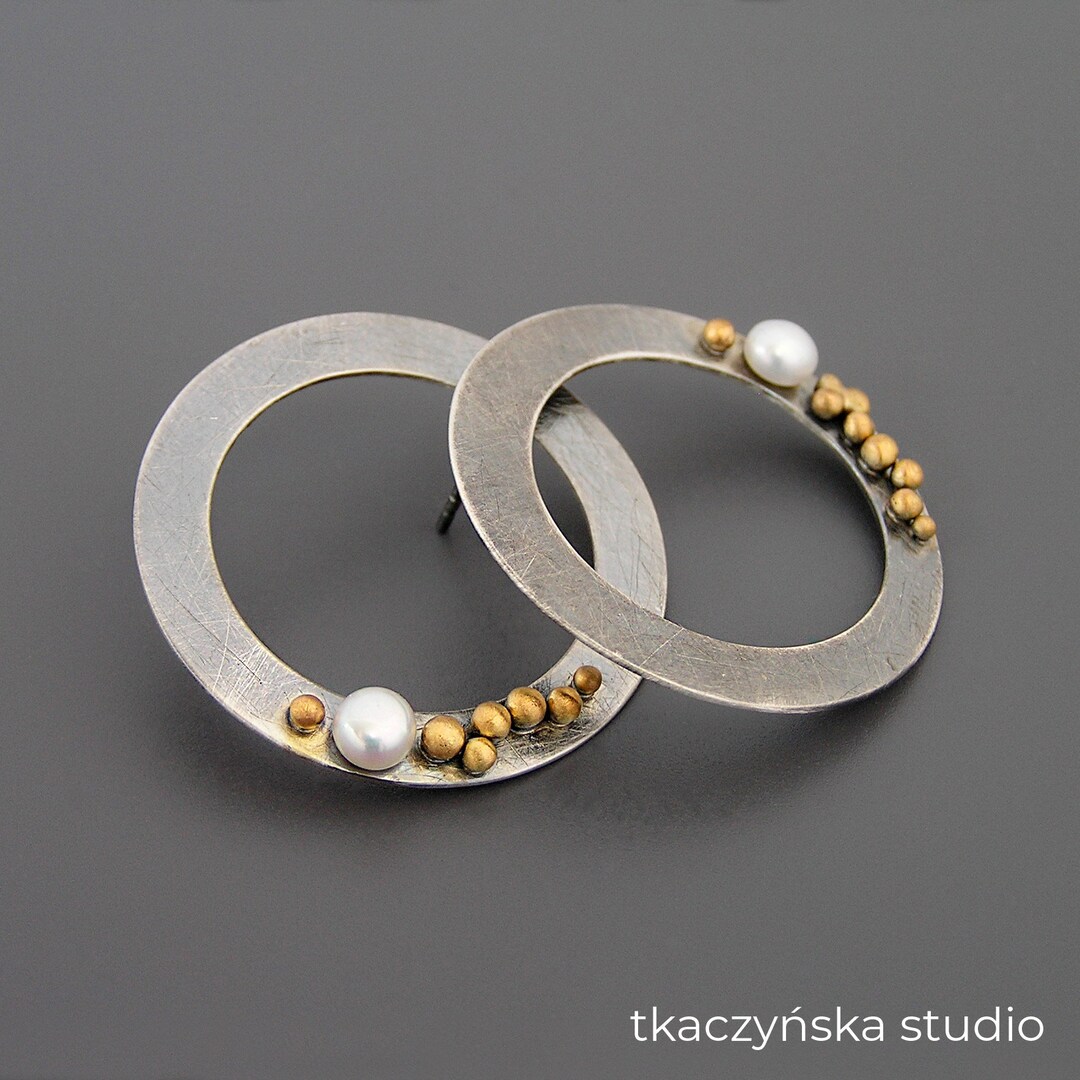 Asteroid Belt, Raw Textured Pearl Earrings, Rough Surface White Pearl ...