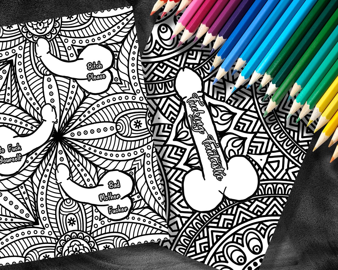 Sweary Dicks Adult Coloring Books Penis Coloring Book For Etsy