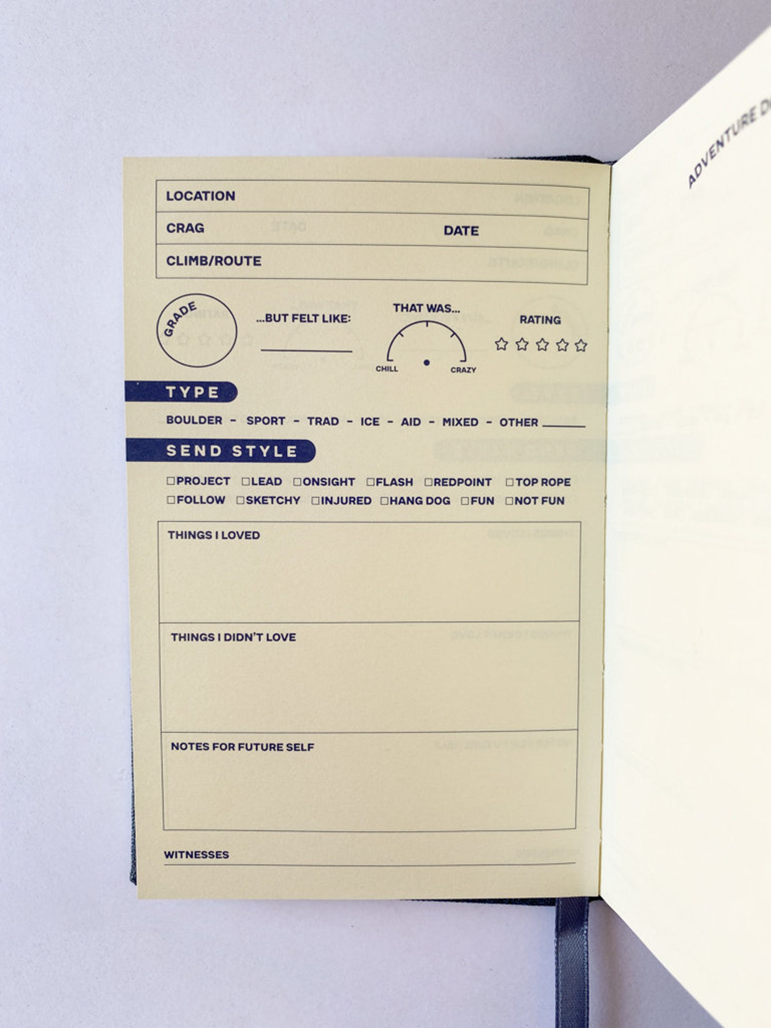 Climbing Log, Rock Climbing Journal, Rock Climbing Gift, Climbing ...