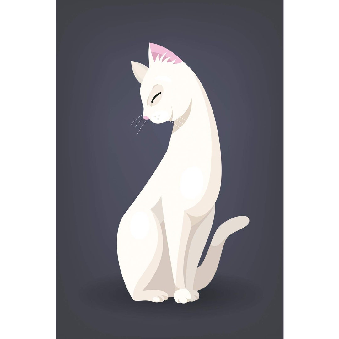 White Cat Wall Art 8 02 - Etsy