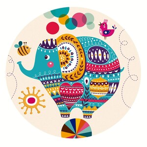 Blue and Yellow Elephant Wall Art 6032 - Etsy