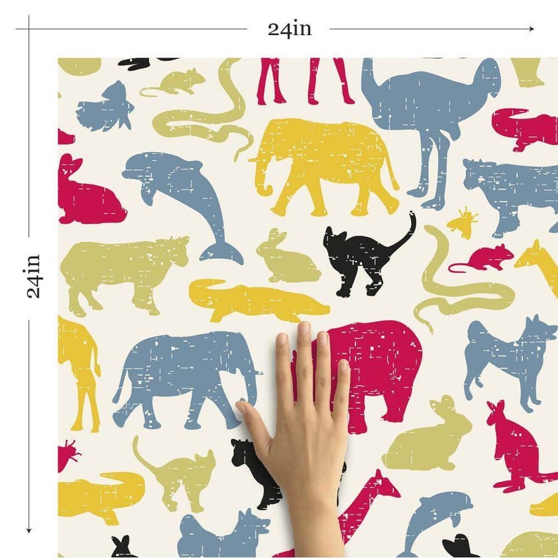 Blue and Fuchsia Animals Children Peel and Stick Removable - Etsy