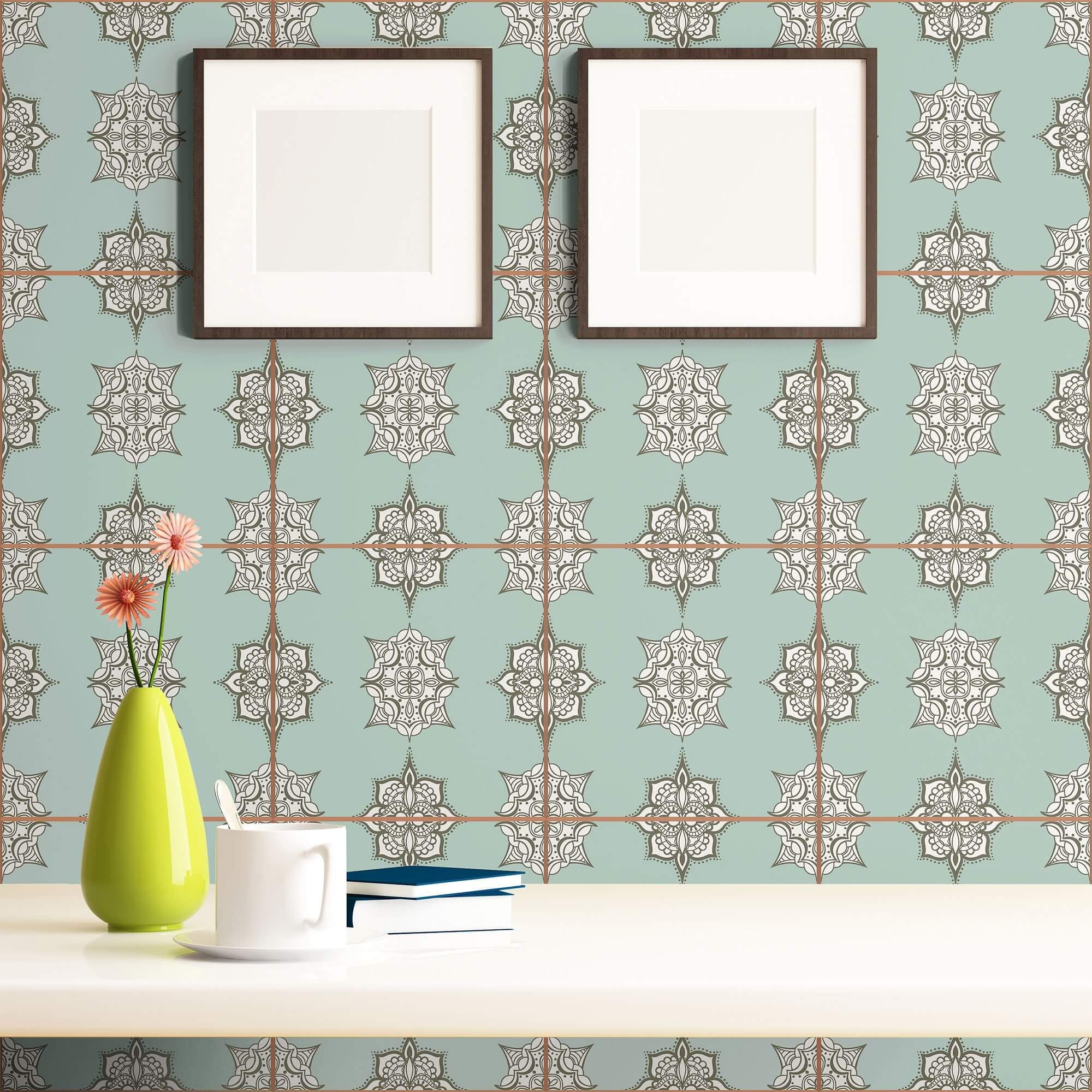 Grey and White Damask Tile Adhesive Peel and Stick Removable Wallpaper ...