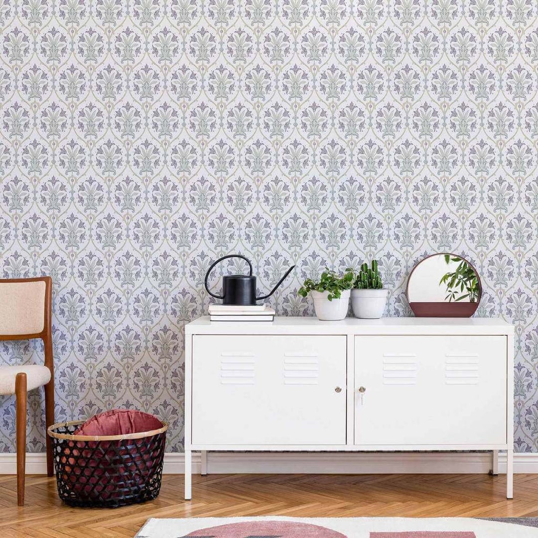 Purple Flowers Peel and Stick Removable Wallpaper 3219 - Etsy