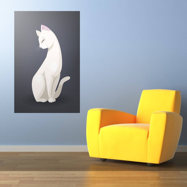 White Cat Wall Art 8 02 - Etsy