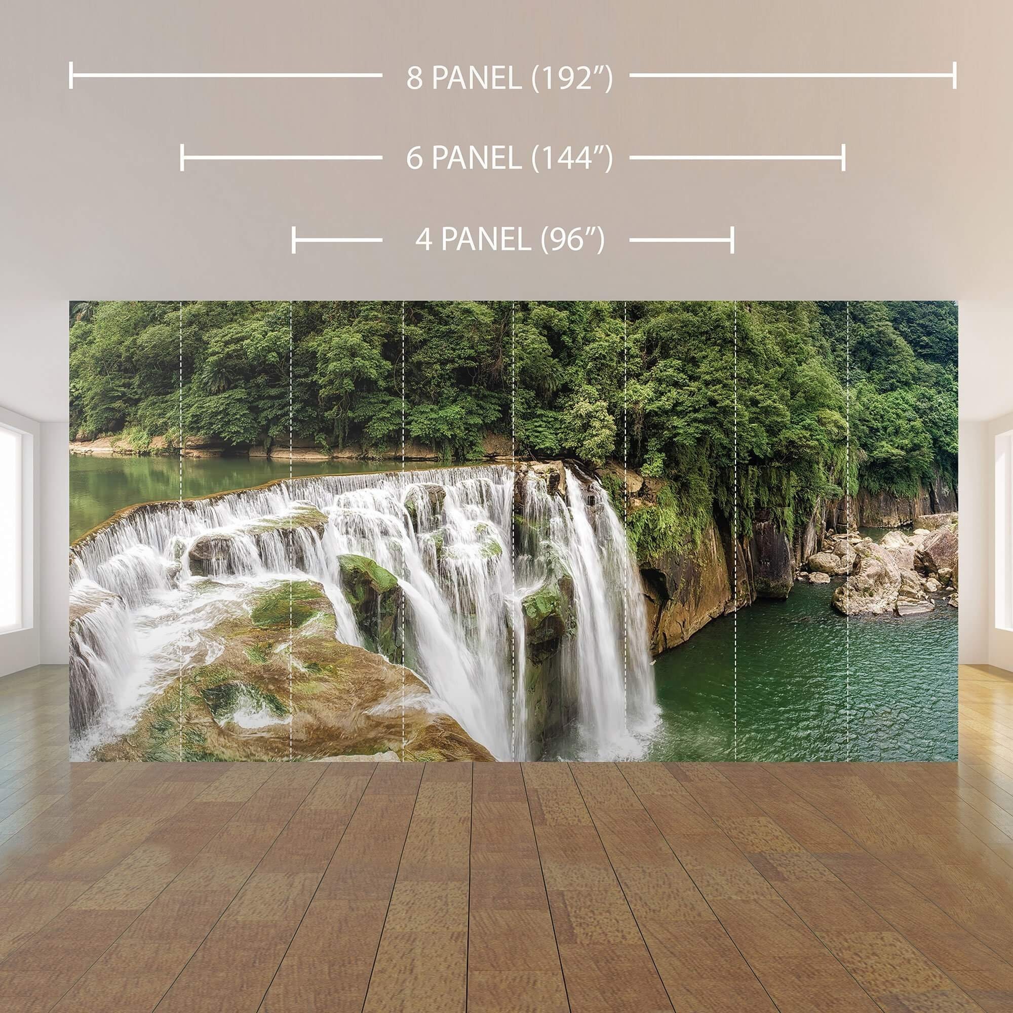 Green Brown Waterfall Landscape Peel and Stick Removable Wall Mural ...
