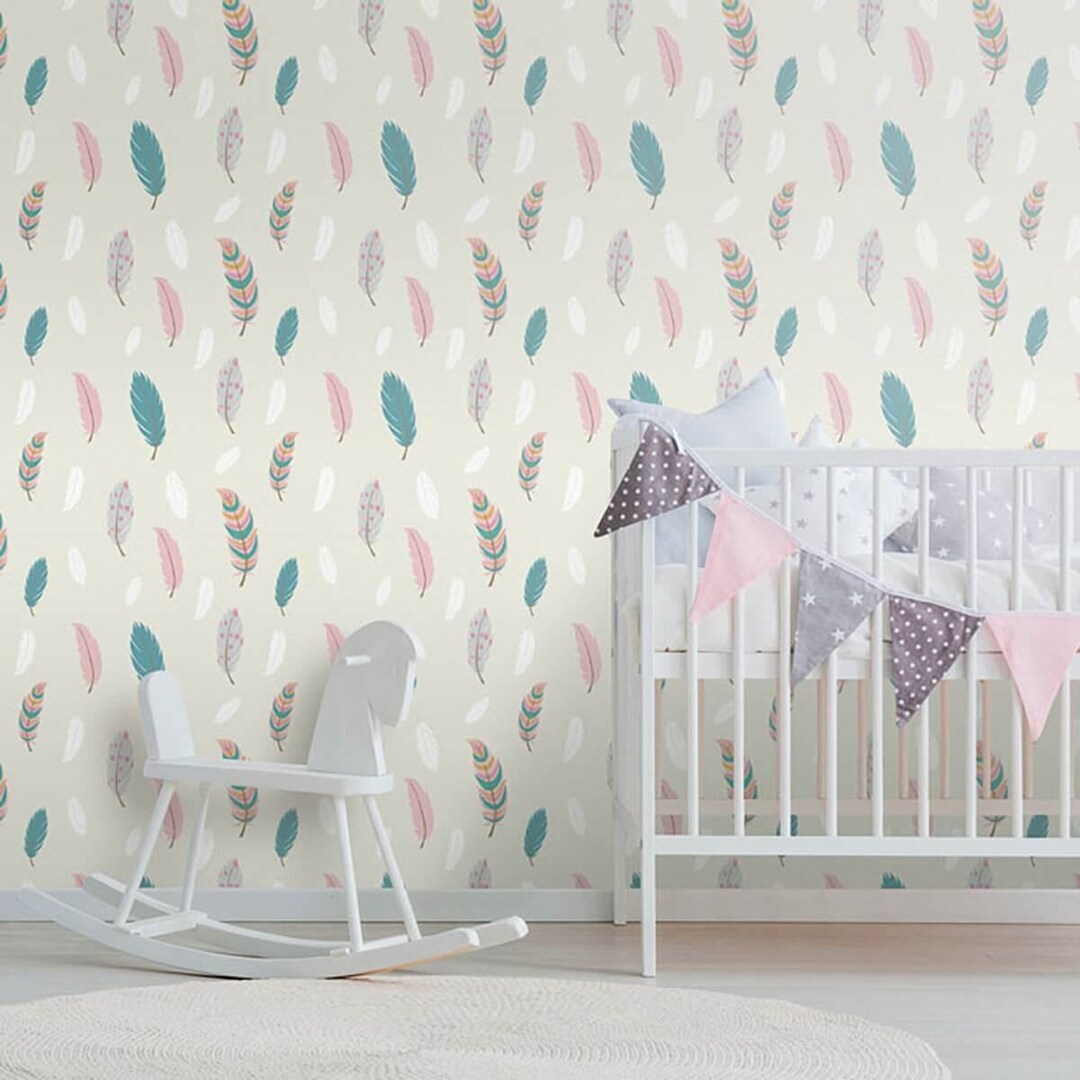 Cream and Teal Animals Baby Peel and Stick Removable Wallpaper 0156 - Etsy