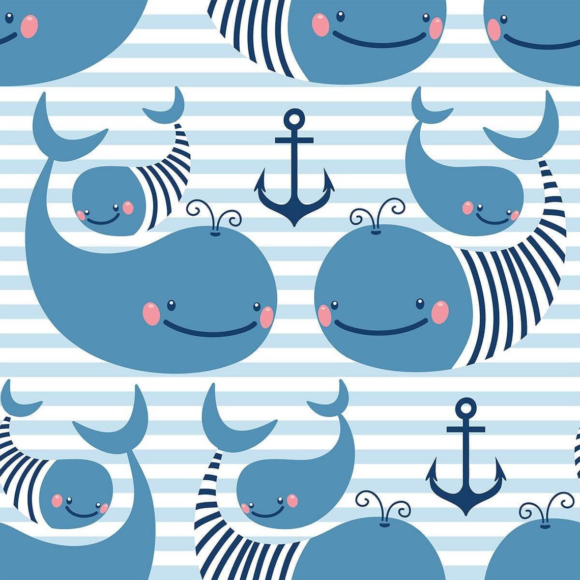 Navy and Light Blue Animals Baby Peel and Stick Removable Wallpaper ...