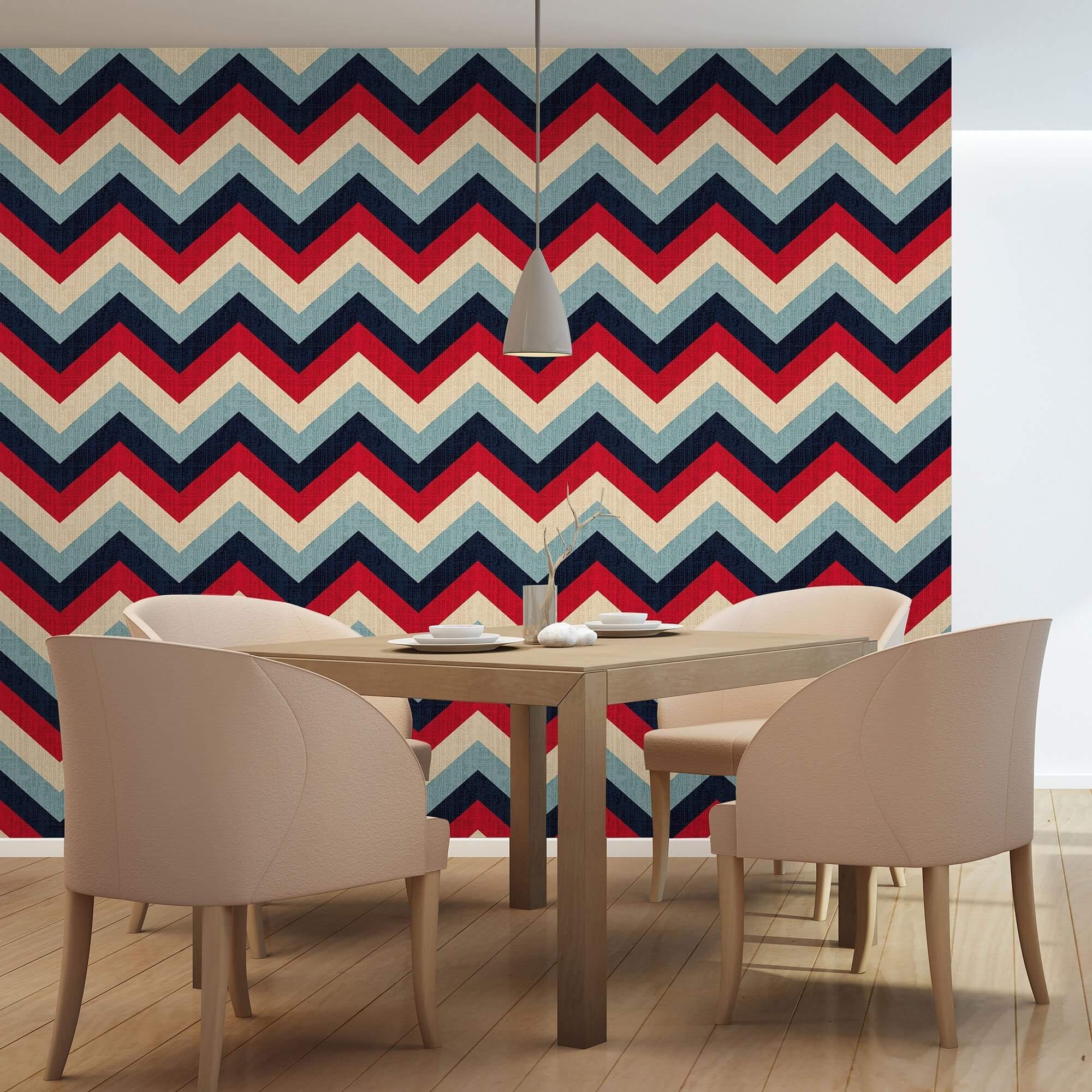 Red And Blue Chevron Wallpaper