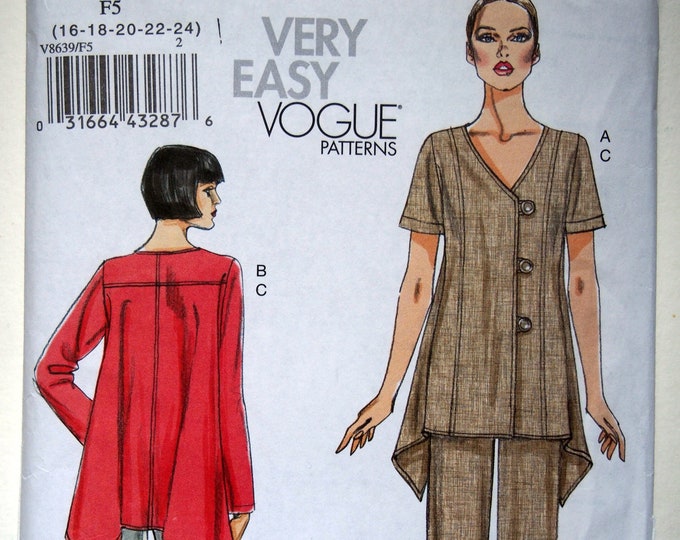 Vogue 8639, Tunic With Princess Seams and Handkerchief Hem, With Cup ...