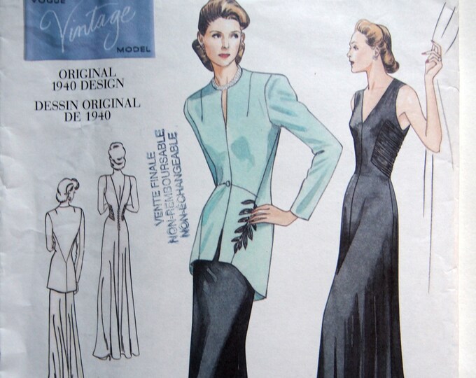 Vogue 2786 - 1940s Floor Length Gown and Jacket - Size 12-16, Uncut - Etsy