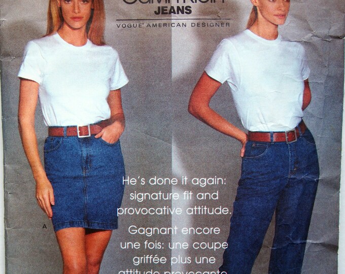 Vogue 2850 - Jeans or Jean Skirt Pattern by Calvin Klein - Etsy