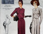 Vogue 2569 Assymetric Dress With Pleats Original 1943 - Etsy