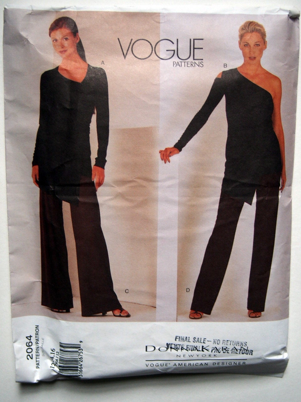 Vogue 2064 Wrap Top & Flowy Pants, by Donna Karan, Size 12-16 - Etsy