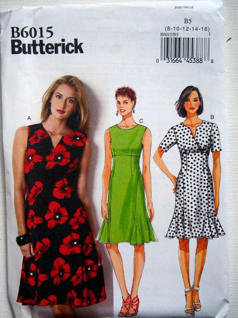 Butterick 6015, Fitted Dress With Empire Waist and Godets - Etsy