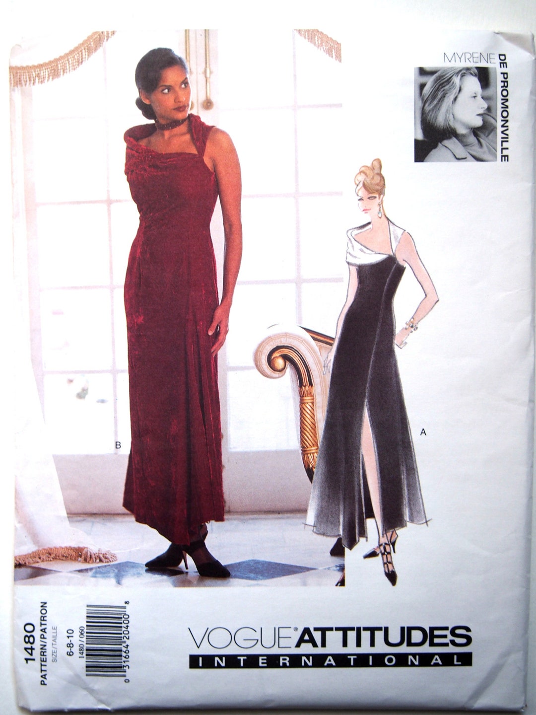 Vogue 1480, Dress With Assymetric Cowl Collar and Front Slit, by Myrene ...
