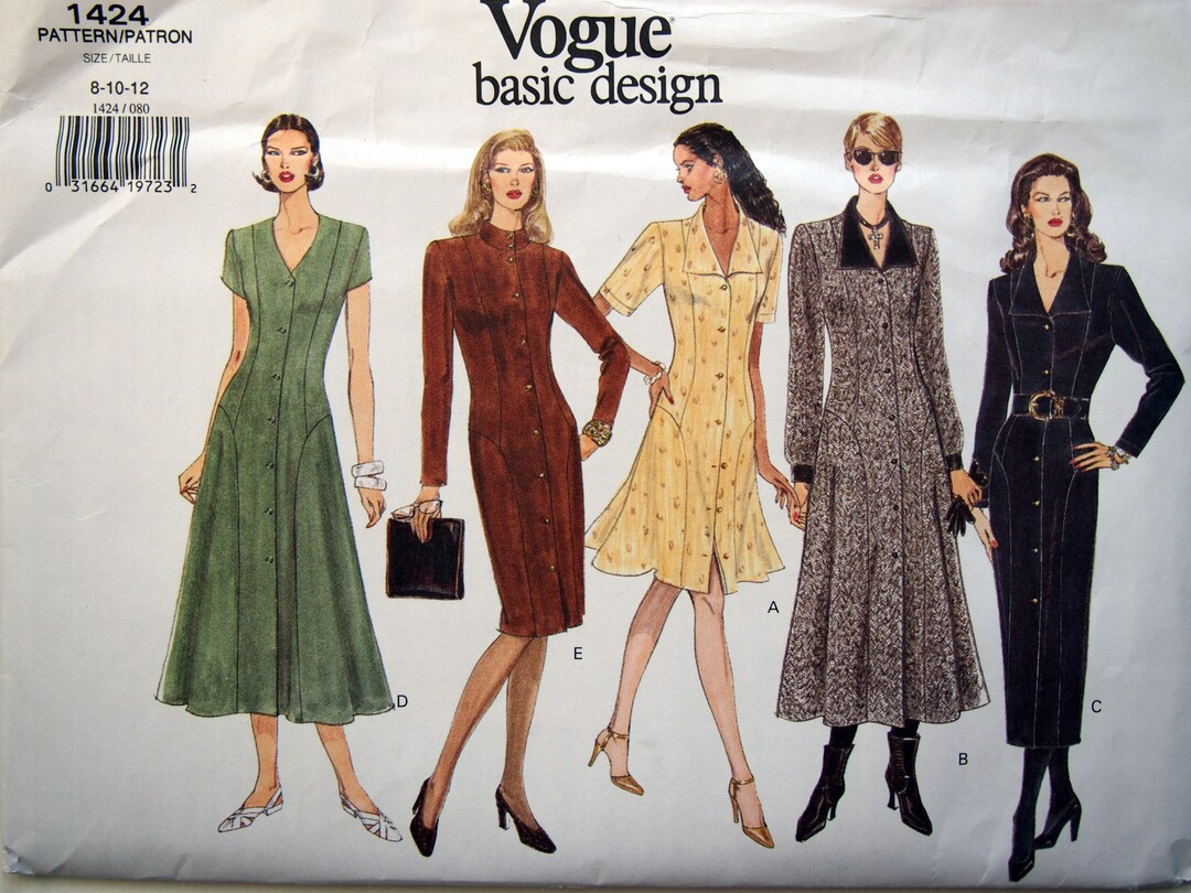 Vogue 1424, Princess Seam Shirtdress With Flared or Straight Skirt ...