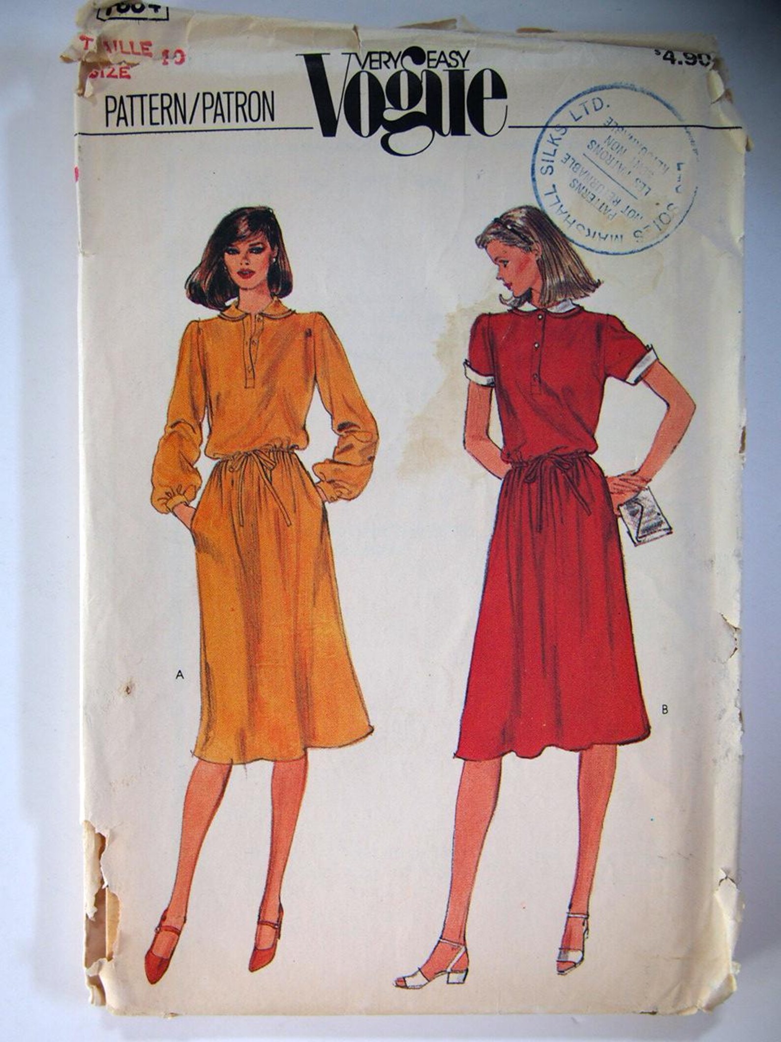 Vogue 7884, Blouson Style Dress With Front Placket and Optional Collar ...