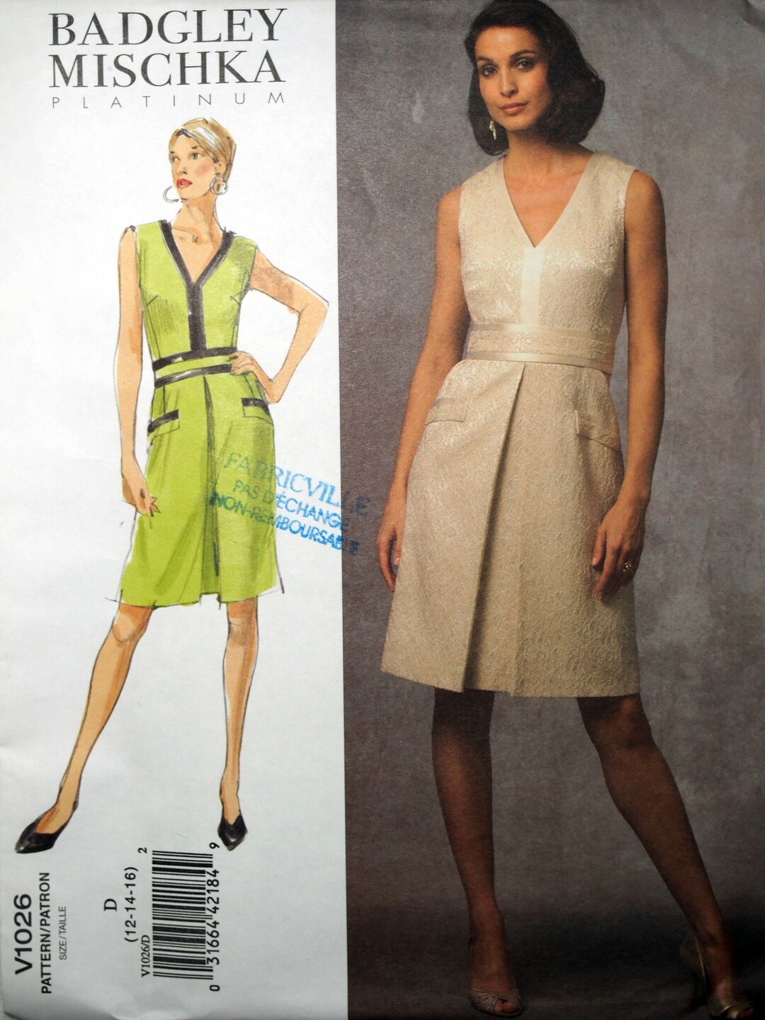 Vogue 1102 - A-line Dress With V-neck and Skirt Pleat, Could Be Color ...