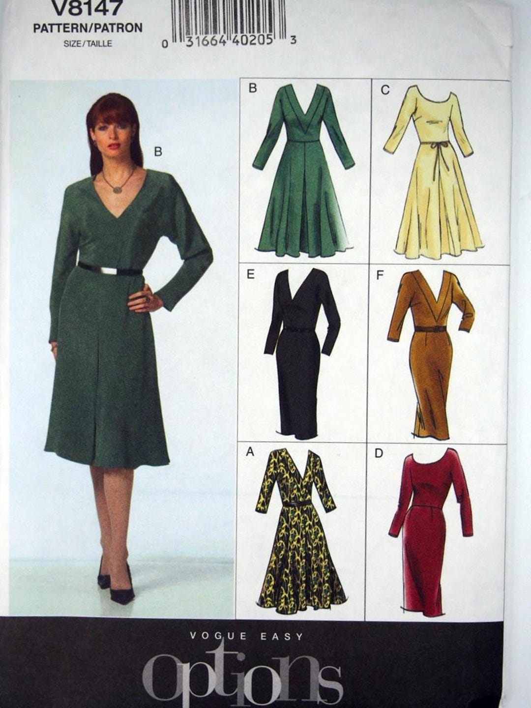 Vogue 8147, Dress With Kimono Sleeves and Flared or Straight Skirt - Etsy