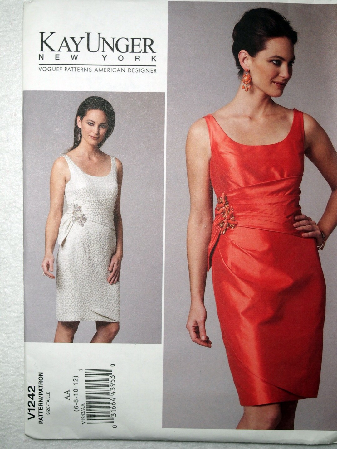 Vogue 1102 - Fitted Dress With Waist Drape, by Kay Unger - Etsy