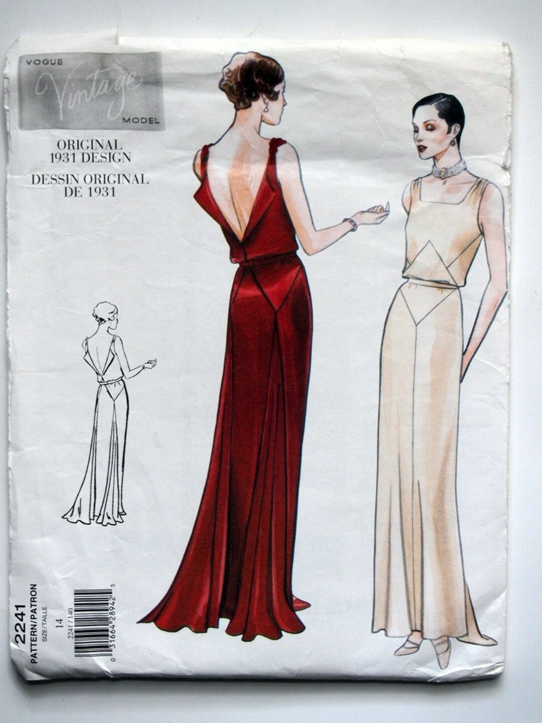 Vogue 2241 Retro Evening Gown With Low Back Original 1931 - Etsy