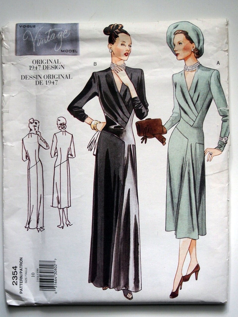 Vogue 2354 - 40s Evening Gown, 1947 Design - Etsy