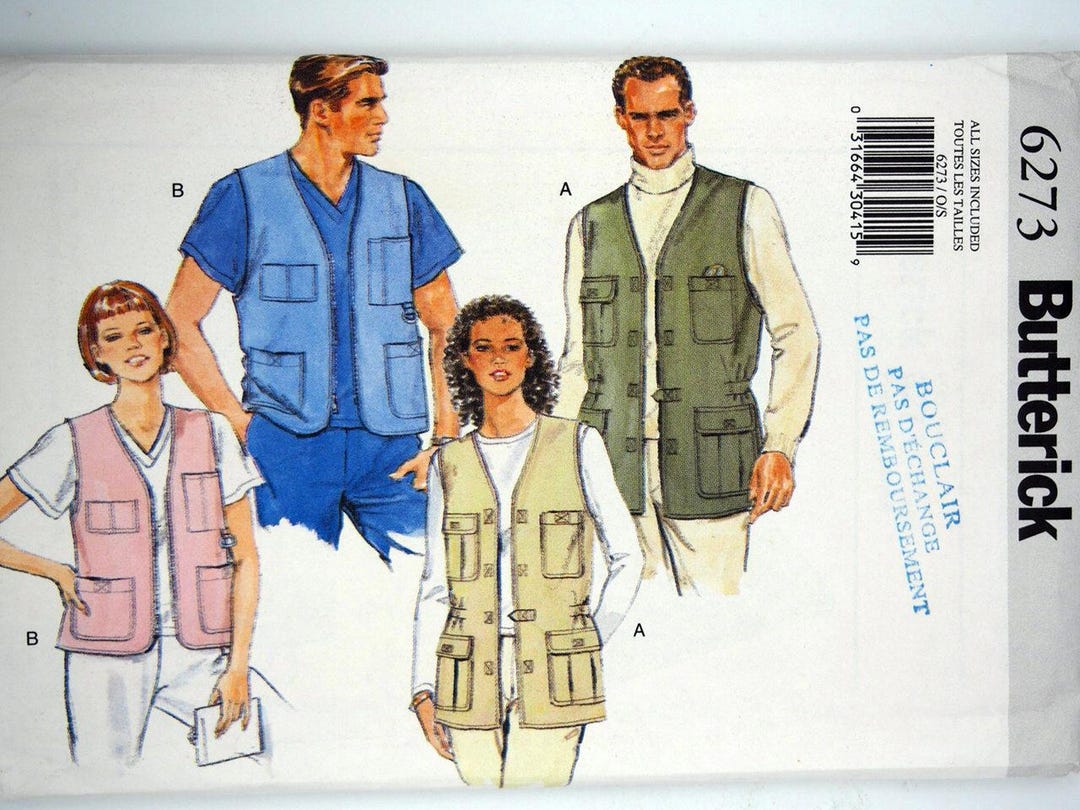 Butterick 6273, Unisex Vest With Cargo Patch Pockets - Etsy