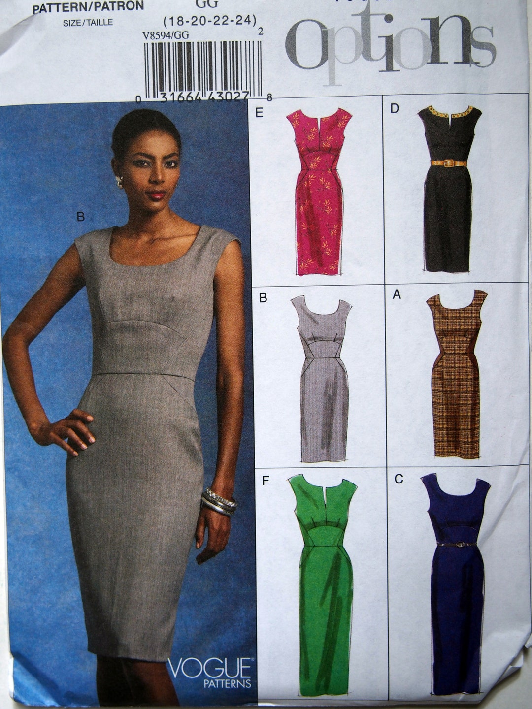 Vogue 8594, Cocktail Dress With Extended Shoulder, Fitted Midriff and ...