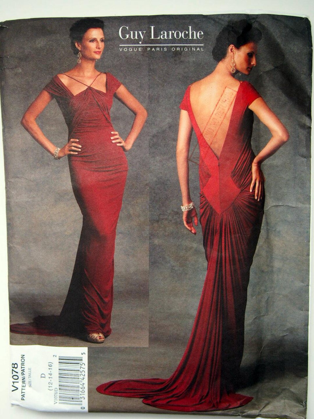 Vogue 1078, Ruched Gown With Dramatic Front Drape and Back Décolleté ...