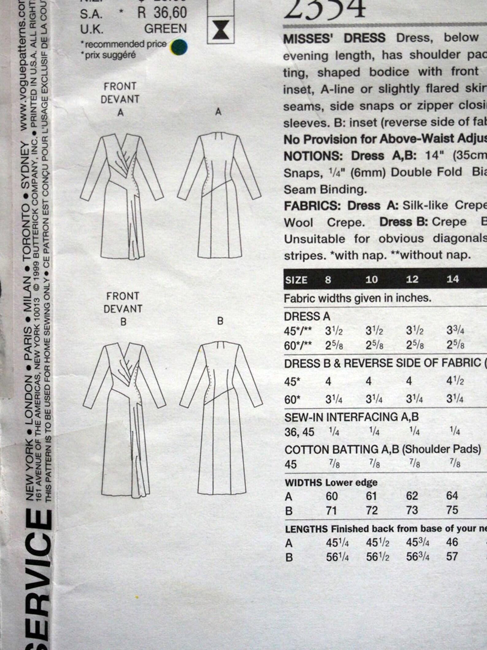 Vogue 2354 - 40s Evening Gown, 1947 Design - Etsy