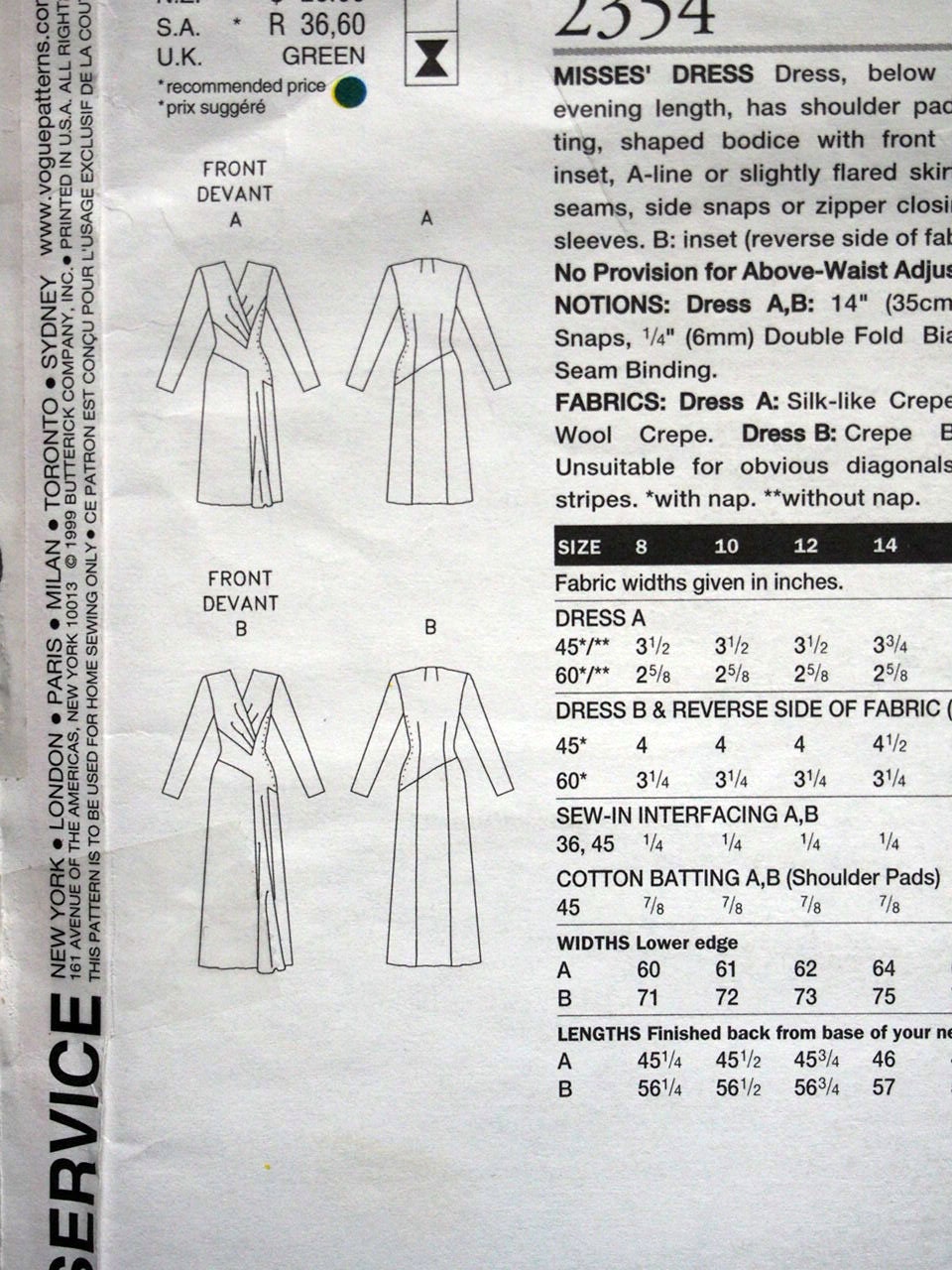 Vogue 2354 - 40s Evening Gown, 1947 Design - Etsy